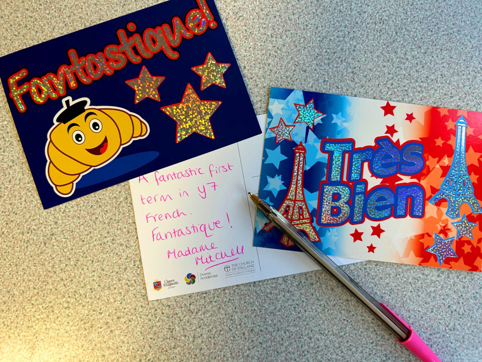 French praise postcards - fantastique! - Queen Elizabeth’s Academy