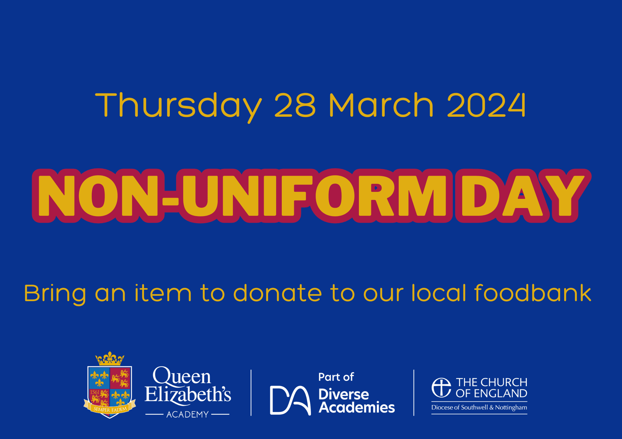Non-uniform day: 28 March 2024 - Queen Elizabeth’s Academy