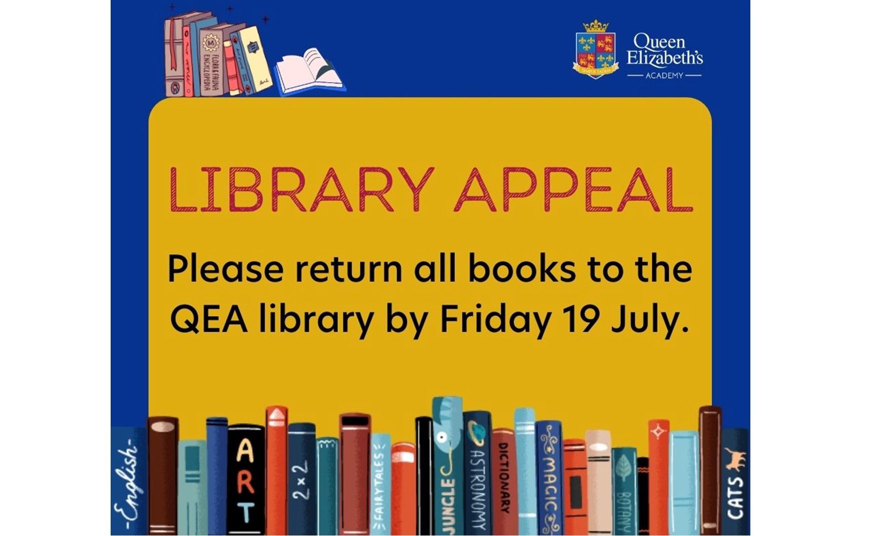 QEA library book returns - Queen Elizabeth’s Academy